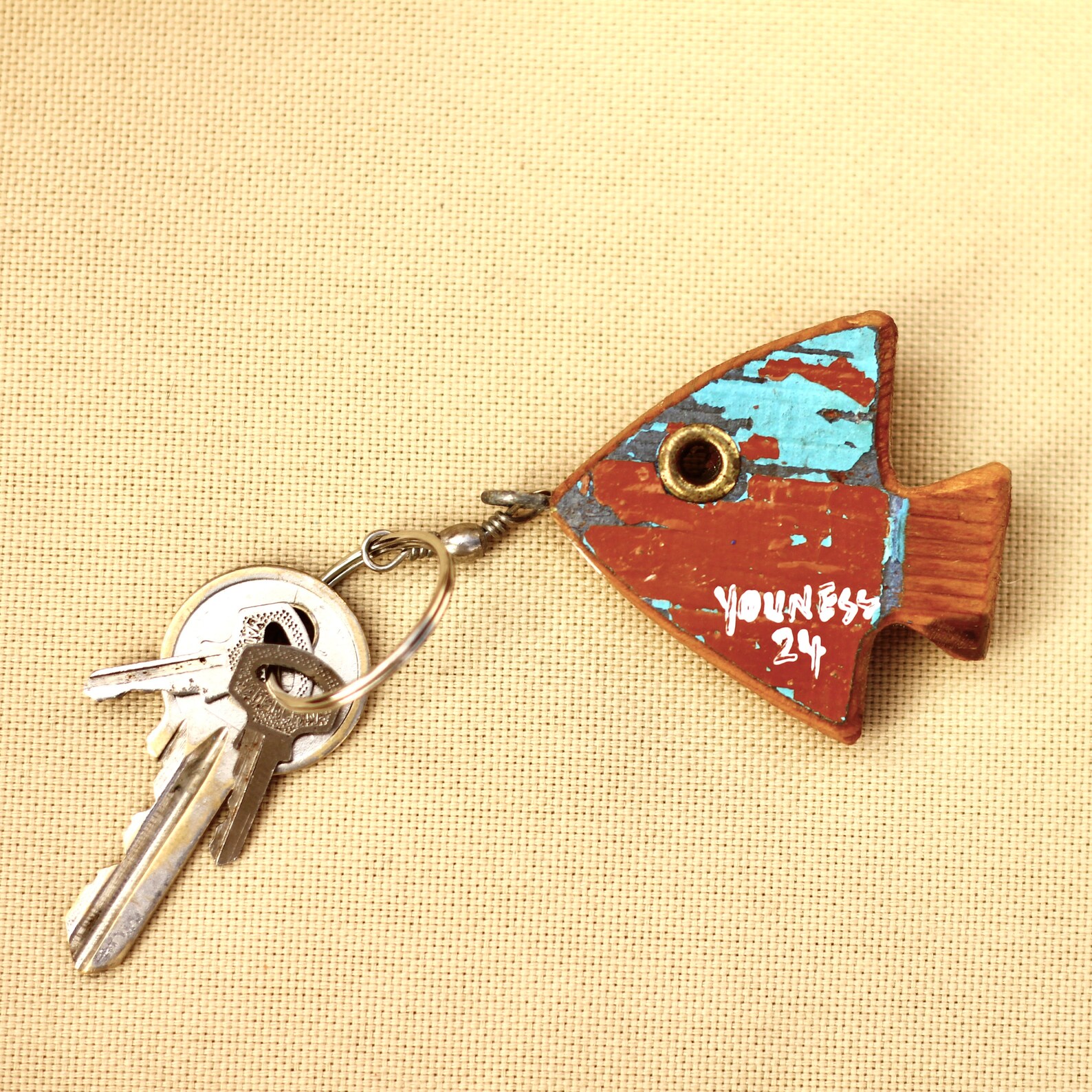 Handcrafted Wooden Fish Key Holder: Upcycled Boat Wood With Metal ...