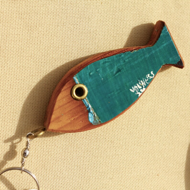 Handcrafted Wooden Fish Key Holder: Upcycled Boat Wood With Metal ...
