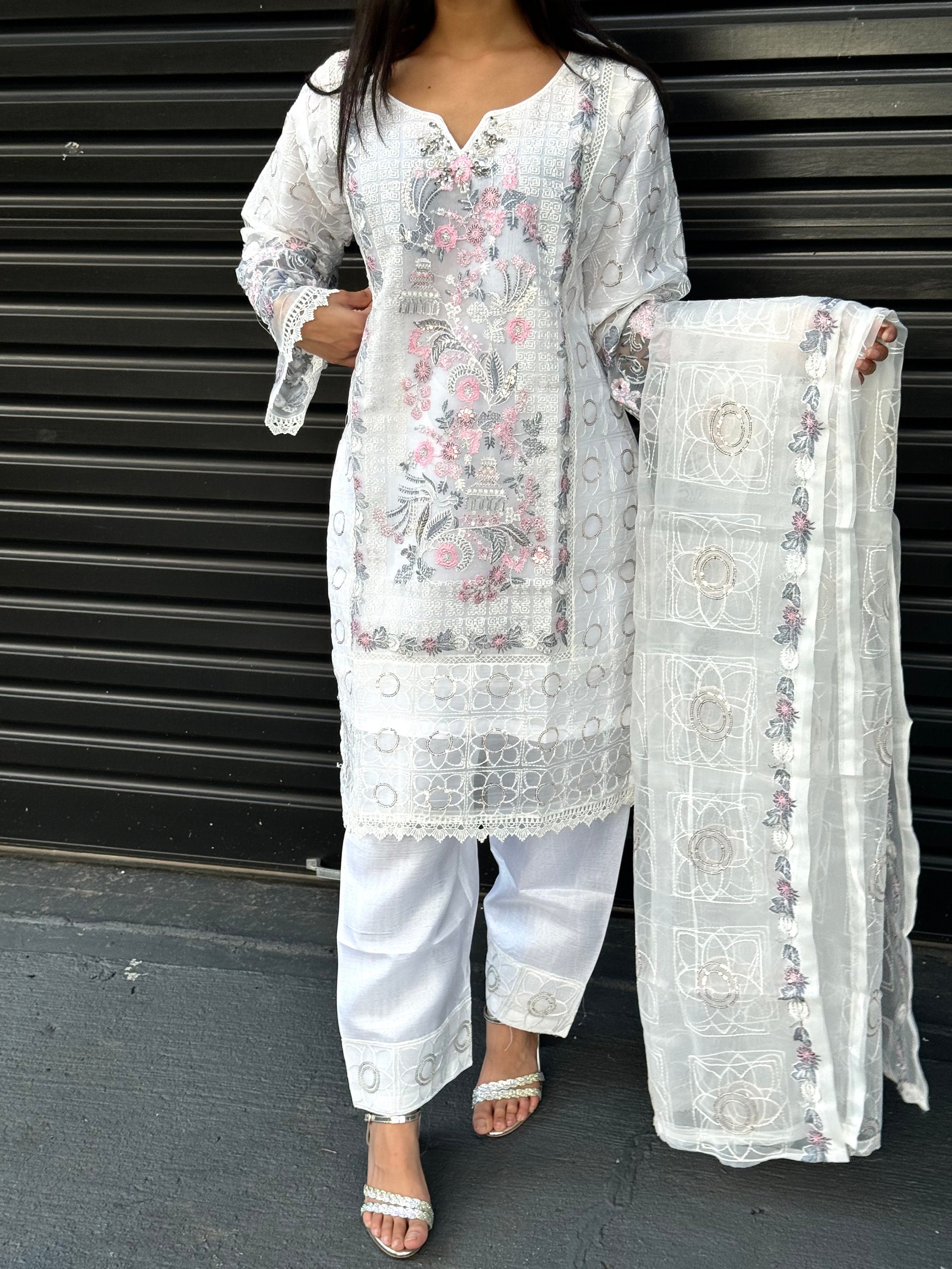 White Pakistani Suit - Etsy
