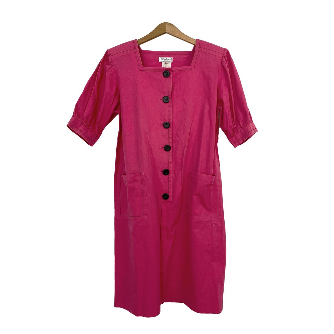 Vintage Yves Saint Laurent Pink Dress 80s. Size M/40. Midi YSL Dress ...