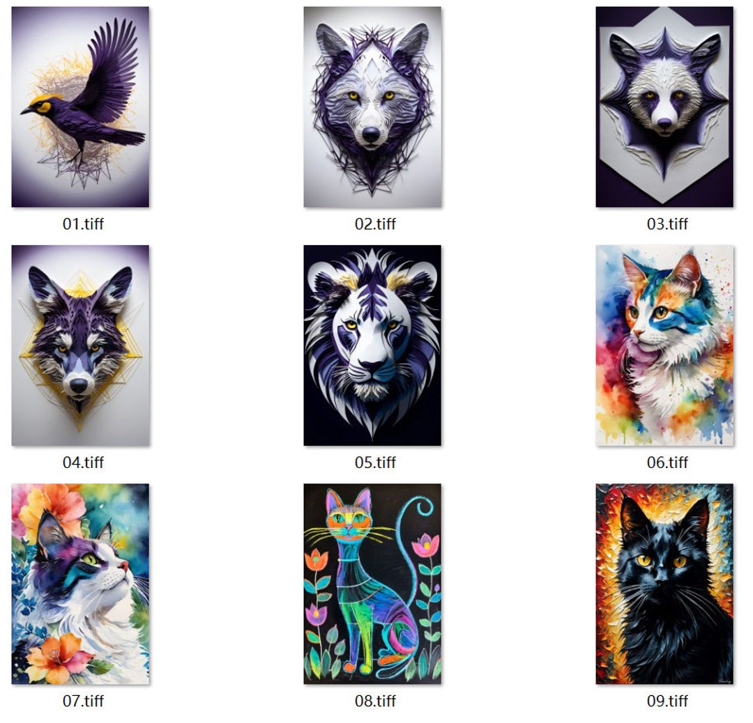 4k-tiff-vibrant Animal Art Collection - Etsy
