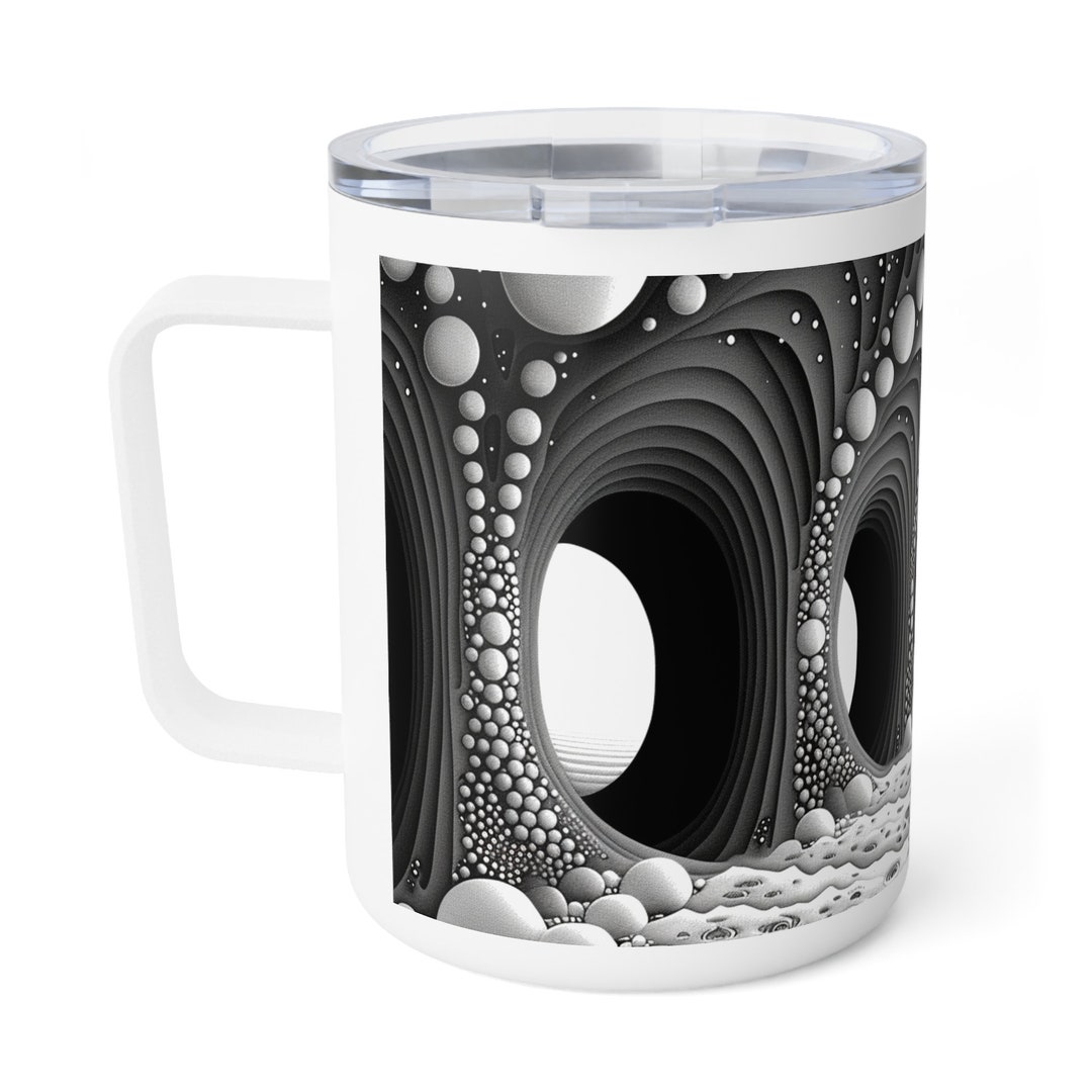 Black & White Vector of Endless Tunnel Fractals, Spheres and Circles ...