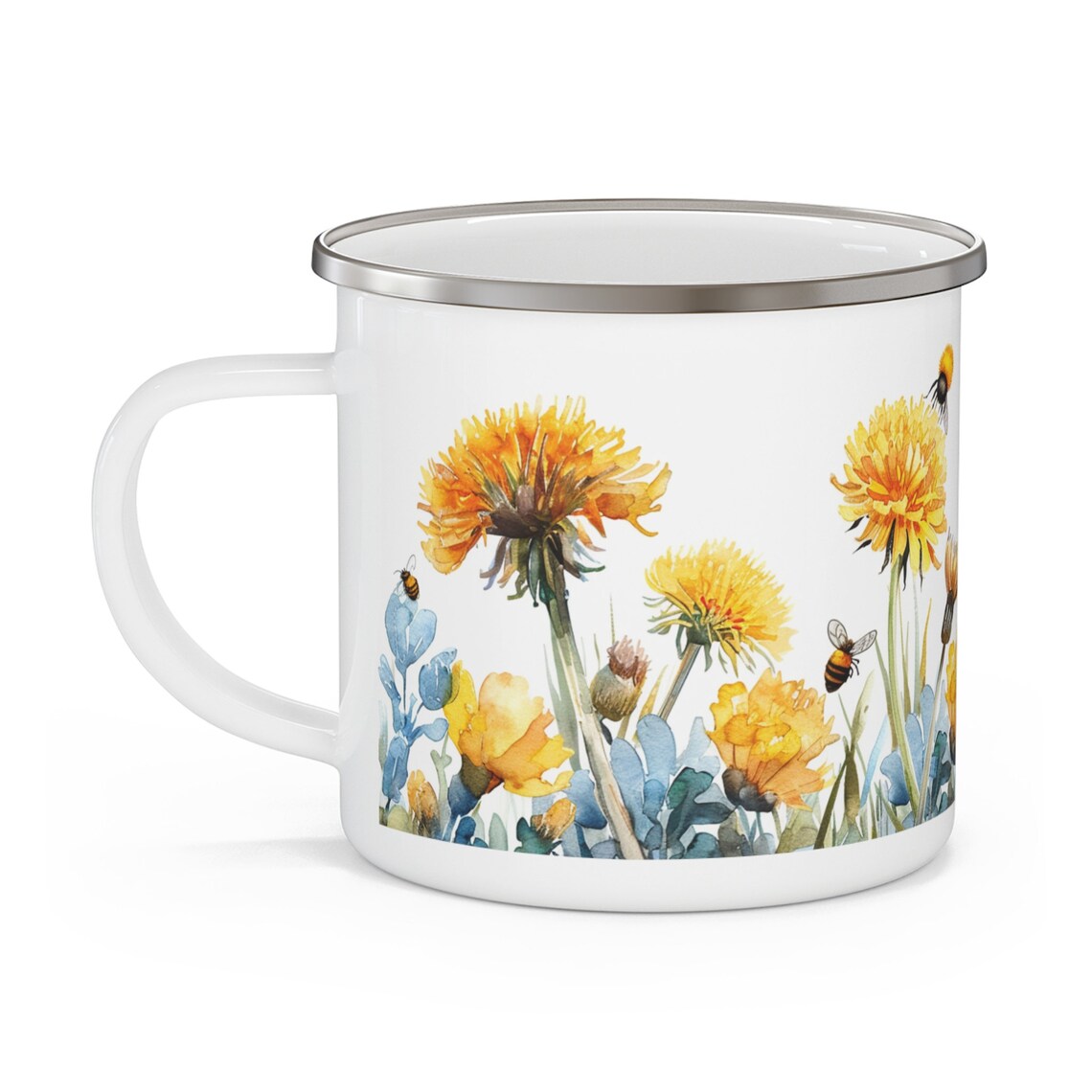 Bees and Dandelions, Enamel Camping Mug - Etsy