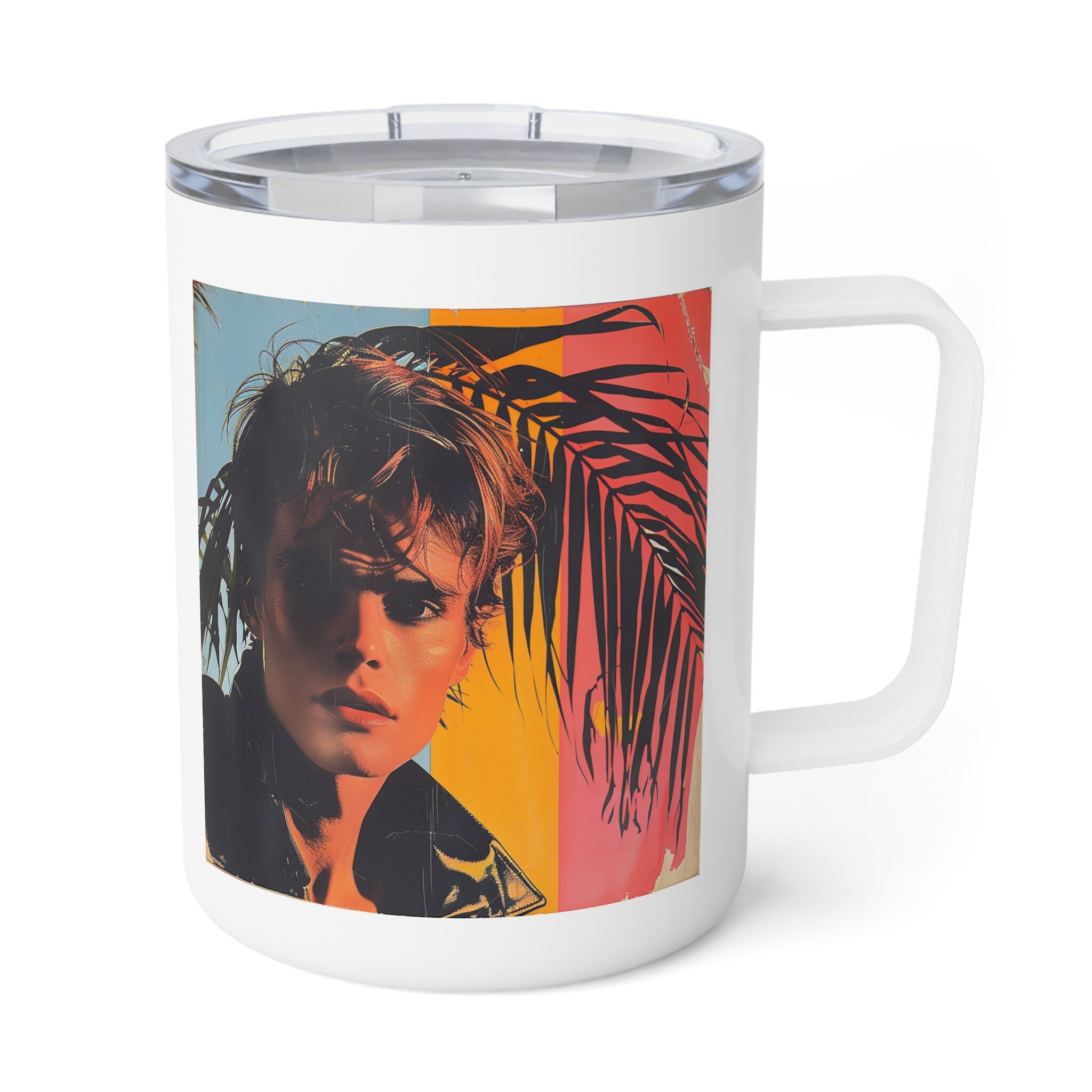 1980s Vibe Neon Man Male Art Insulated Coffee Mug, 10oz Retro 80's 1980 ...