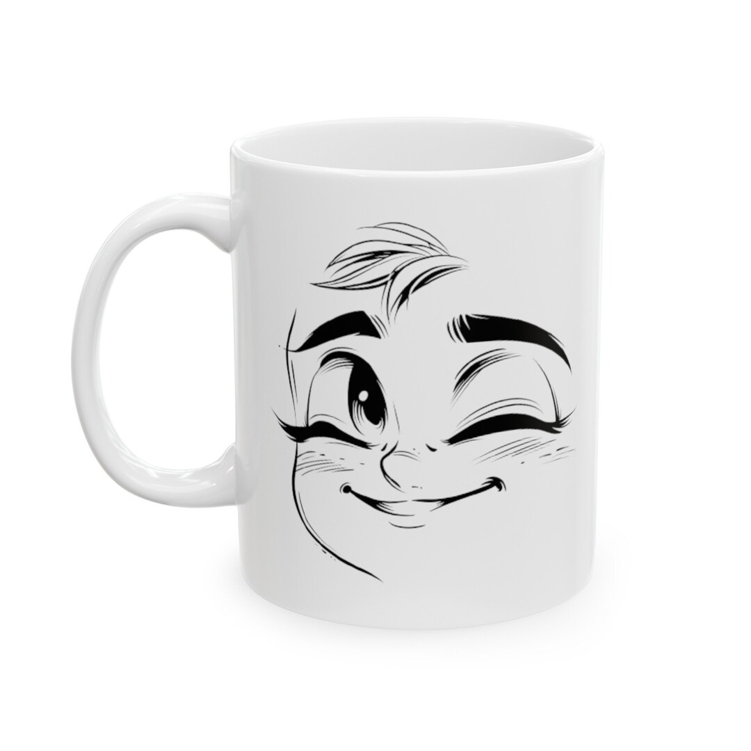 A Simple Drawing of One Eye Open, One Eye Blinking, and a Smile, in ...