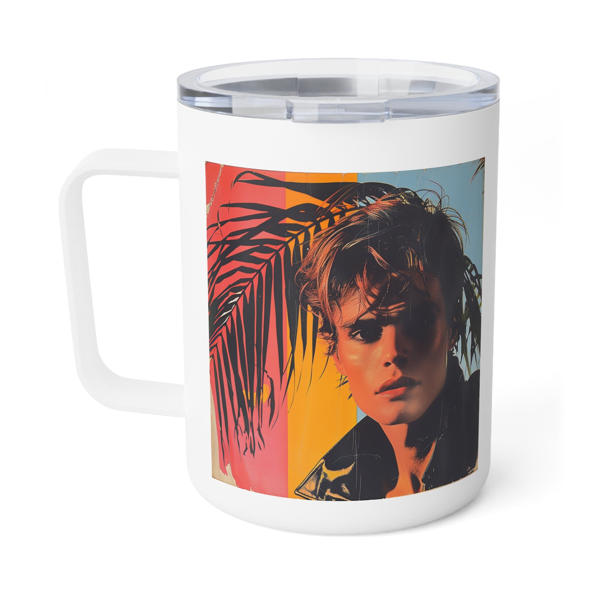 1980s Vibe Neon Man Male Art Insulated Coffee Mug, 10oz Retro 80's 1980 ...