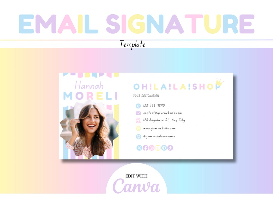 Email Signature Template Canva Pastel Collection Gmail Outlook Business ...