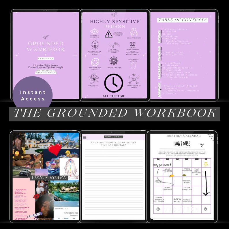The Grounded Workbook | Spiritual Workbook for a HSP (highly Sensitive Person) | DBT Therapy ...