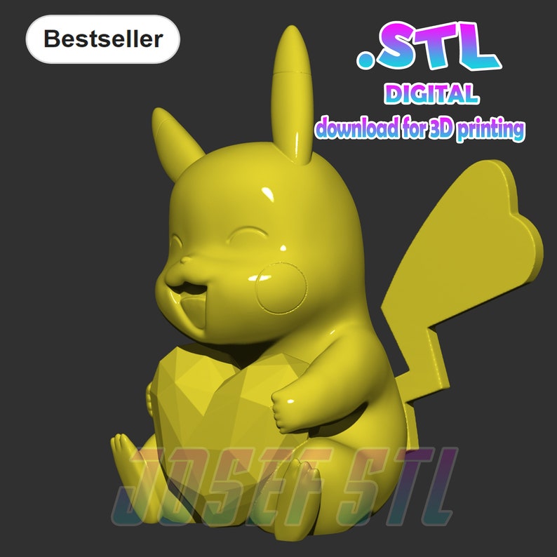 Pikachu STL File 3D Model Figure - Etsy