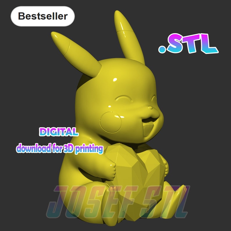 Pikachu STL File 3D Model Figure - Etsy