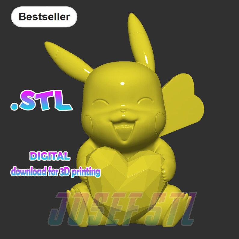 Pikachu STL File 3D Model Figure - Etsy