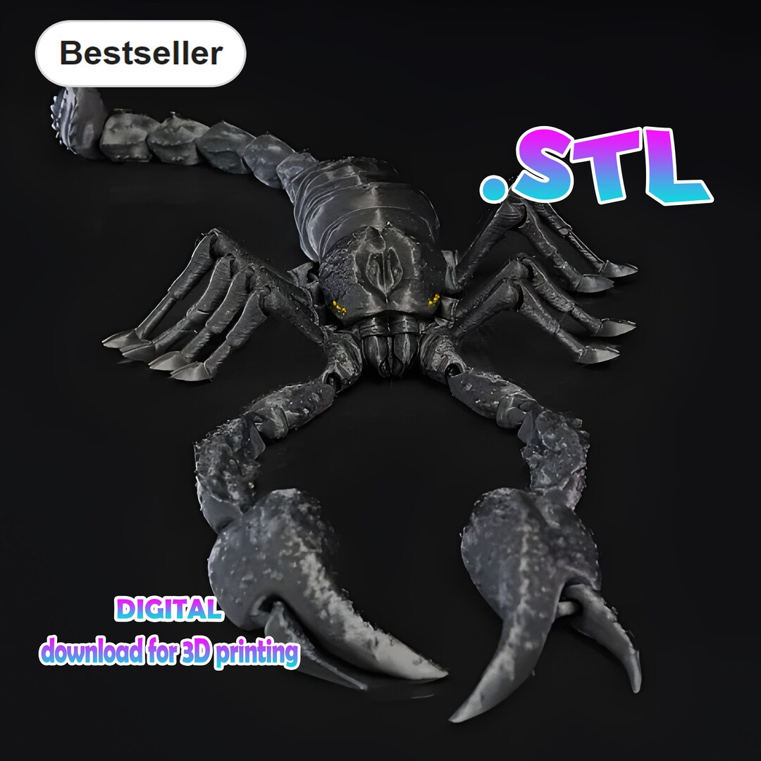 Scorpion Digital .STL File for 3D Printing, Articulated Fidget Figure ...