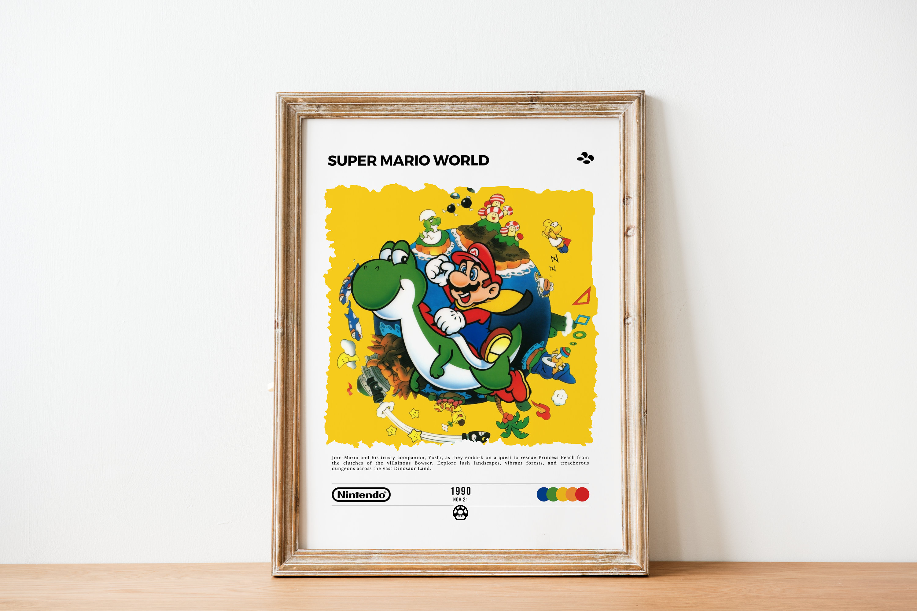 Super Mario World 1990 Poster Super Mario World Poster Mario Video Game ...