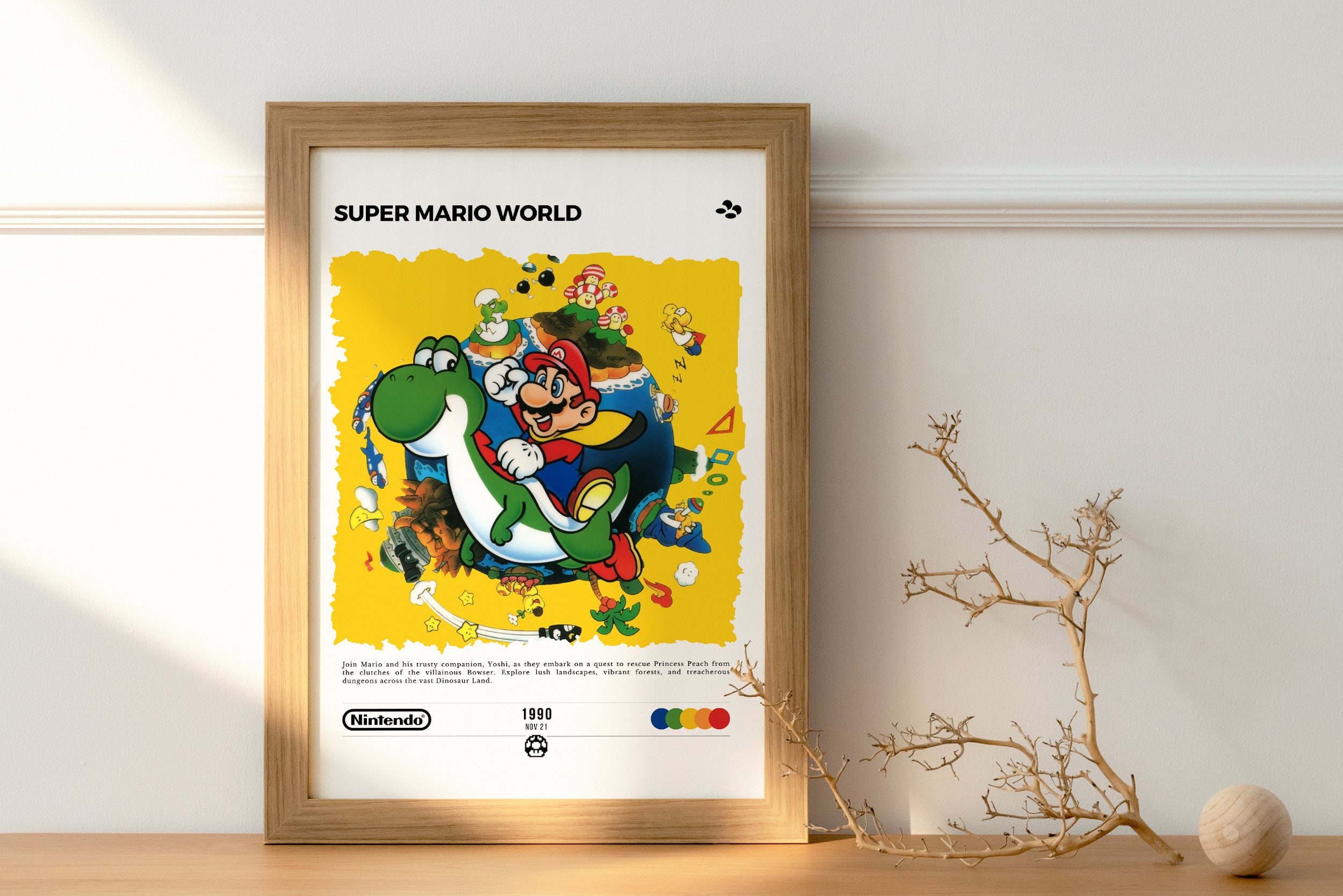 Super Mario World 1990 Poster Super Mario World Poster Mario Video Game ...