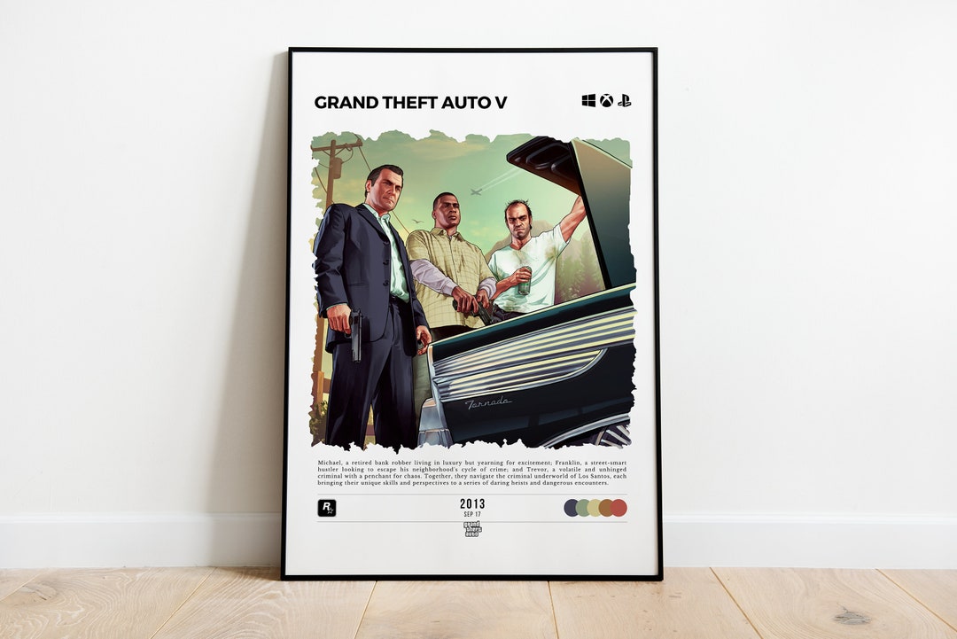 Grand Theft Auto V 2013 Poster GTA 5 Video Game Poster GTA 5 Wall Art ...