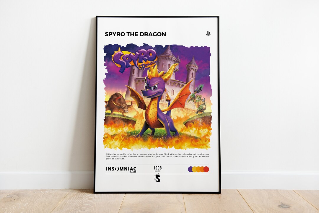 Spyro the Dragon 1998 Poster Spyro the Dragon Art Spyro the Dragon Game ...