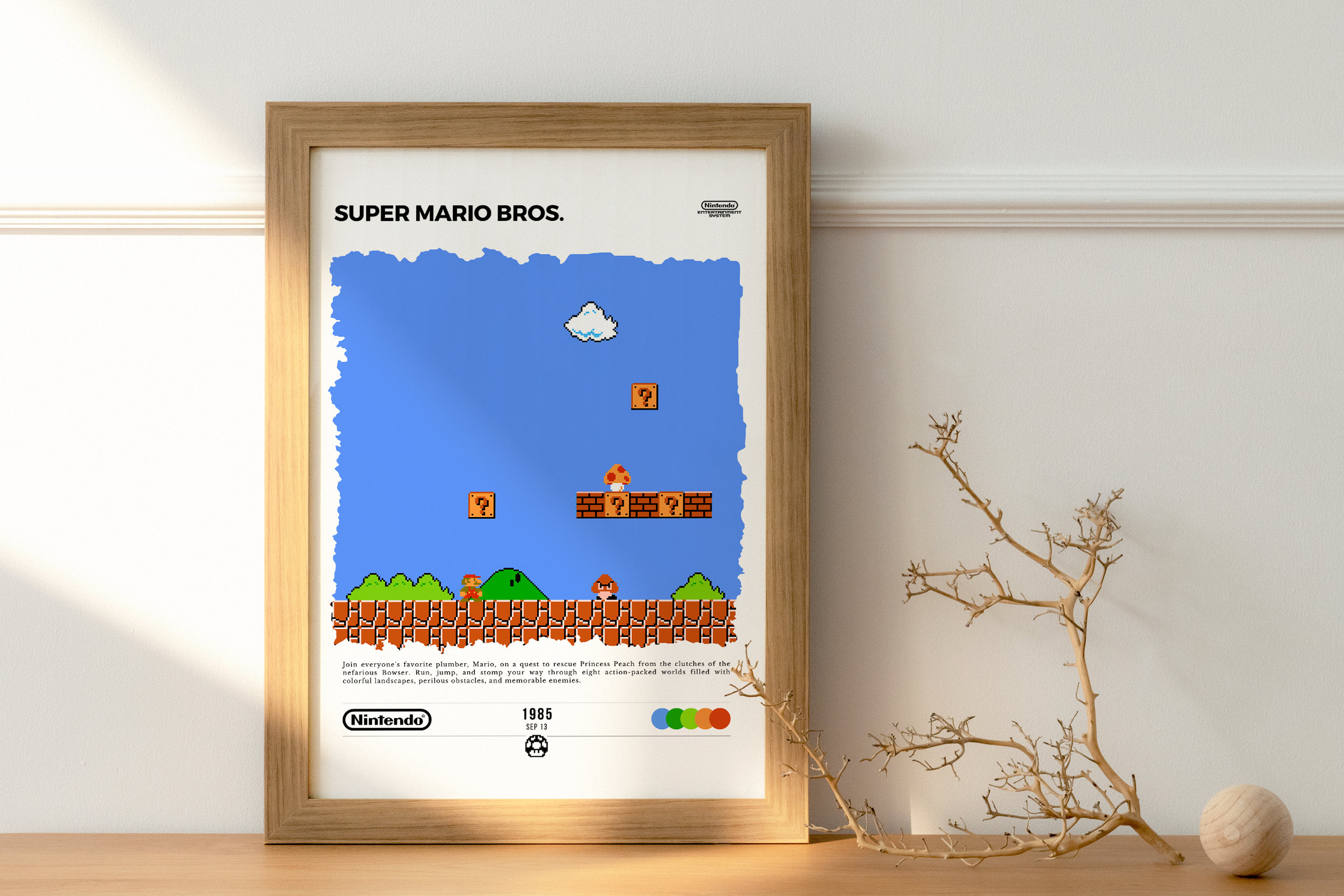 Super Mario Bros. 1985 Poster Super Mario Bros Poster Mario Video Game ...