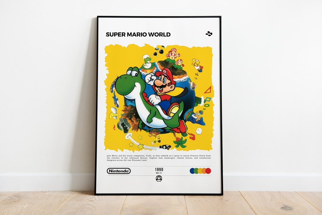 Super Mario World 1990 Poster Super Mario World Poster Mario Video Game ...