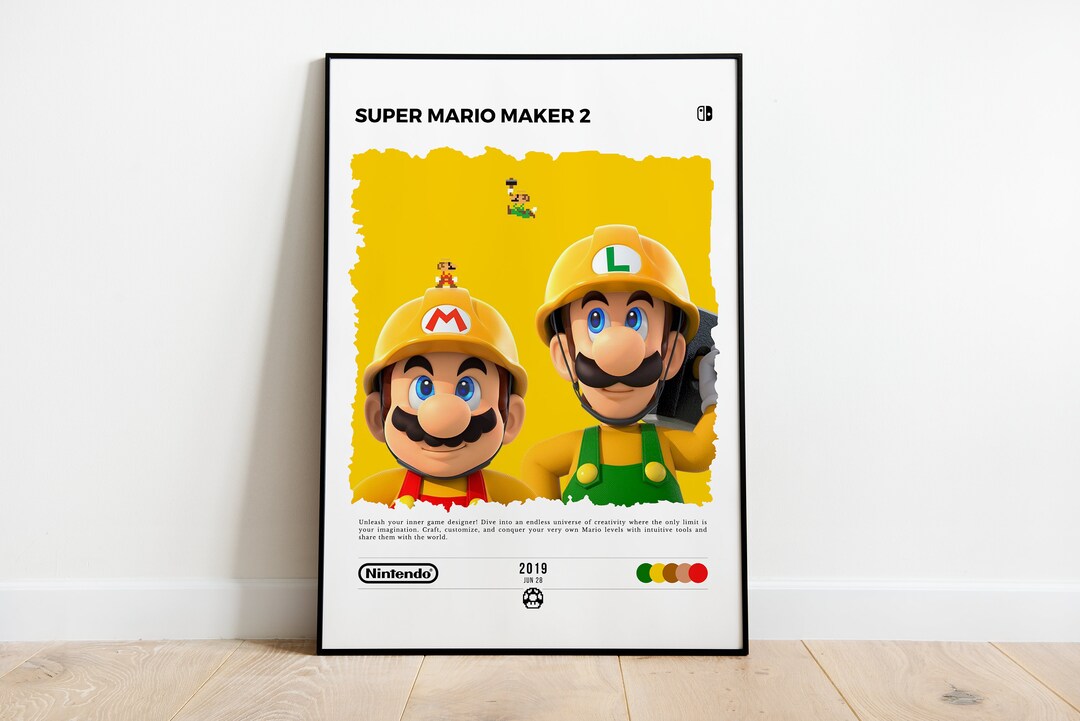 Super Mario Maker 2 2019 Poster Super Mario Maker 2 Poster Game Poster ...