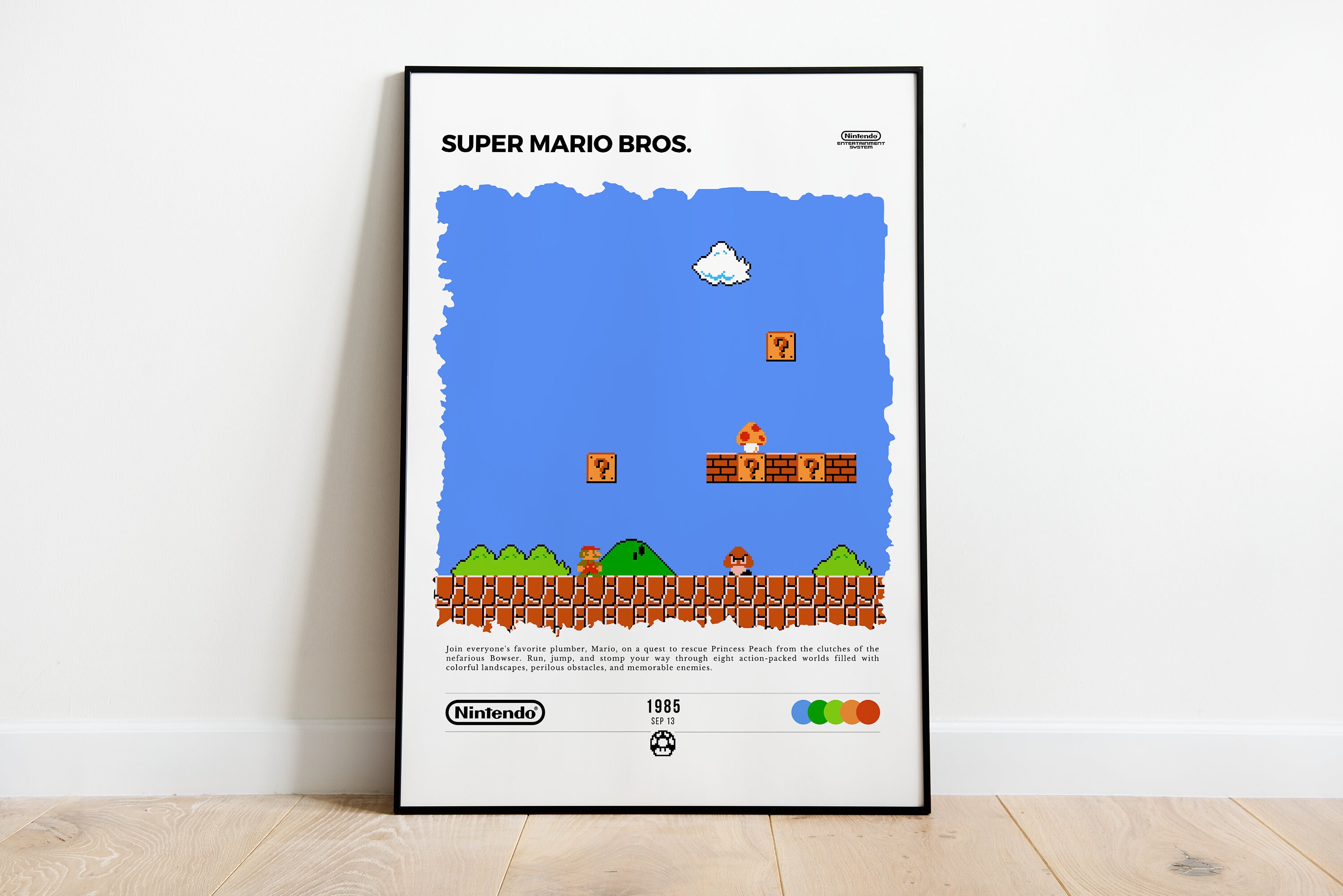 Super Mario Bros. 1985 Poster Super Mario Bros Poster Mario Video Game ...