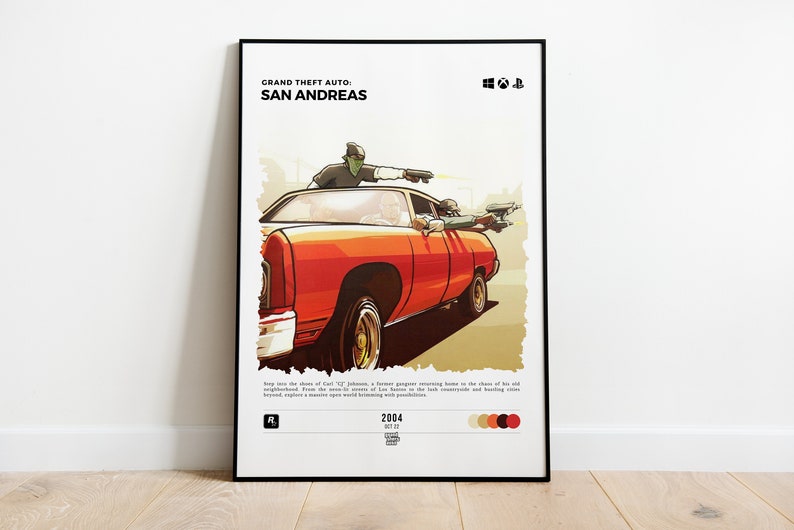 Grand Theft Auto: San Andreas 2004 Poster GTA San Andreas Video Game ...