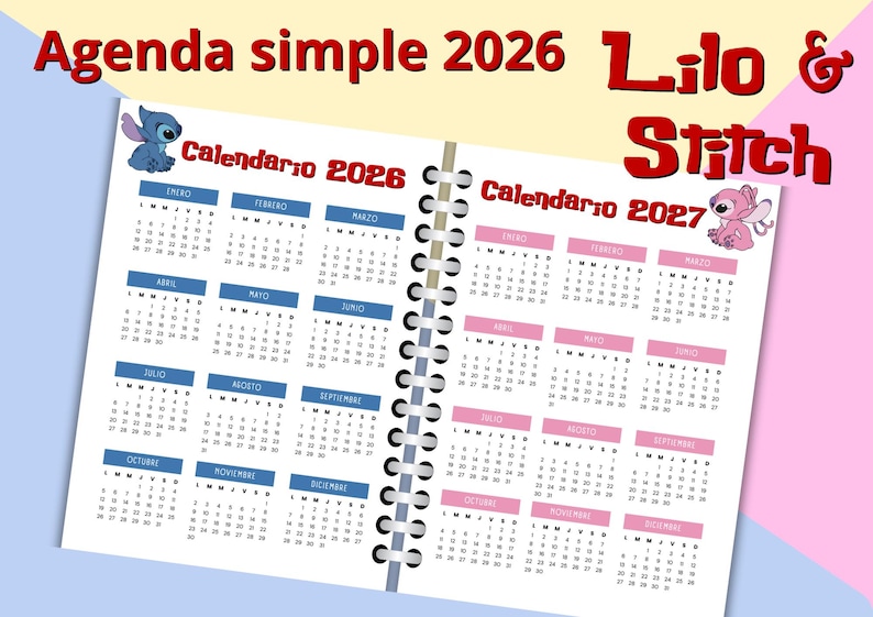 Agenda 2026 simple de Lilo y Stitch - editable en canva - diary ...