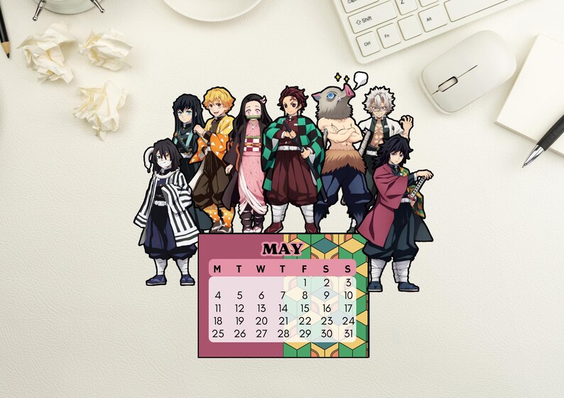Kimetsu No Yaiba/demon Slayer 2026 Mini Desktop Calendar Printable ENG ...