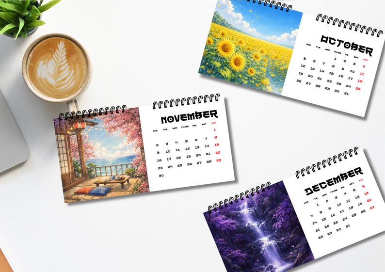 Digital Japanese Landscape Calendar 2026 - Minimalist Nature Desktop ...