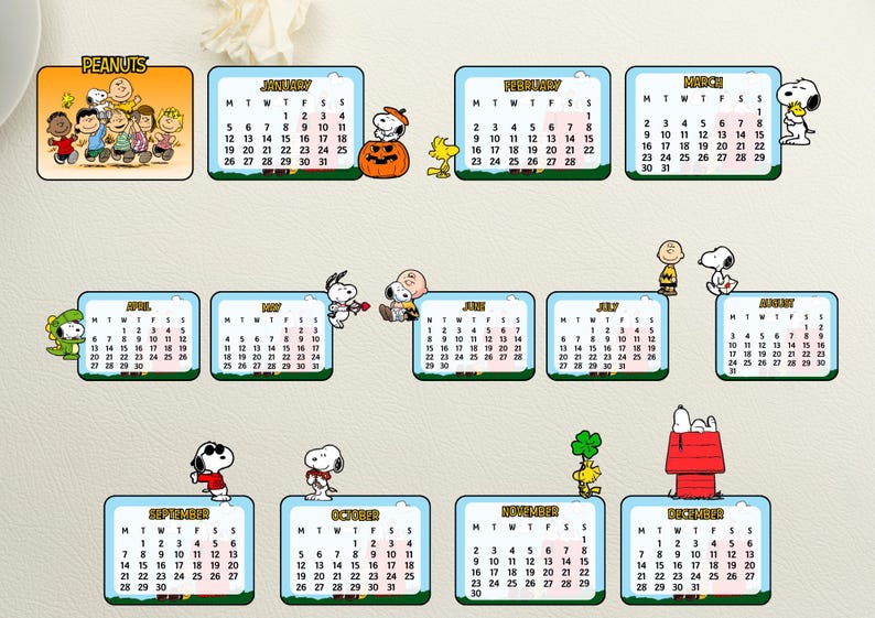 Printable Peanu mini desktop calendar for 2026 (English version) snoopy ...