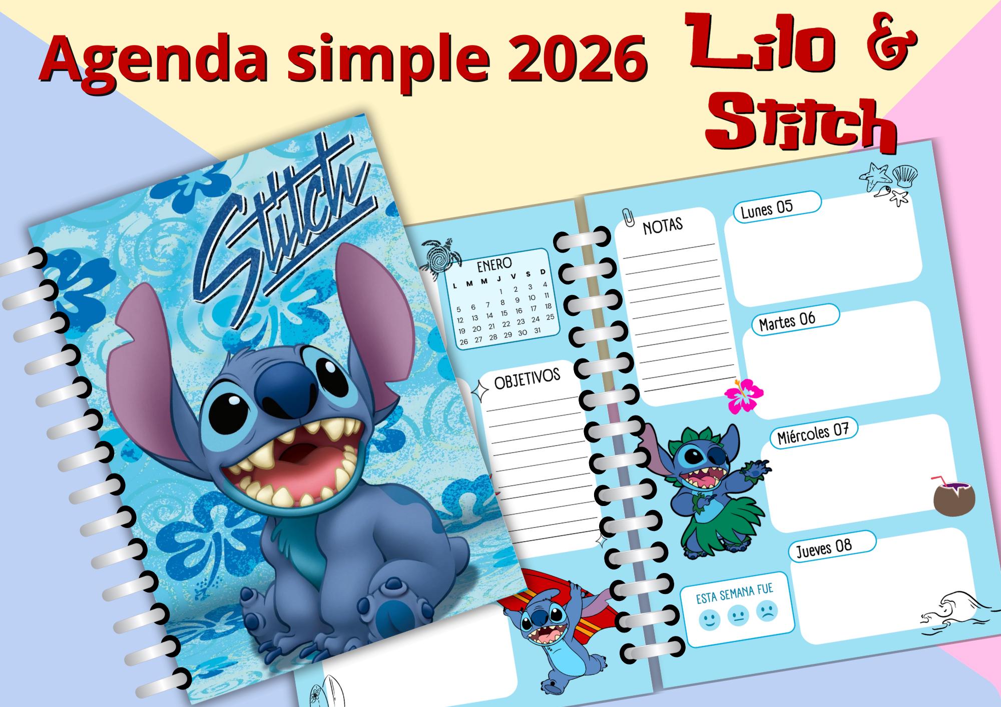 Agenda 2026 simple de Lilo y Stitch - editable en canva - diary ...