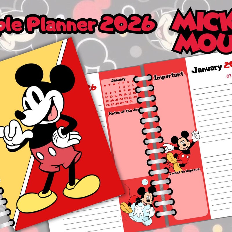 2026 Mickey Mouse Calendar - Etsy