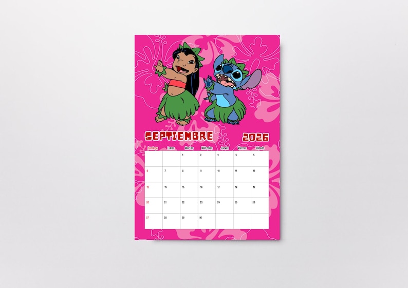 Digital Lilo & Stitch Calendar 2026 - Adjustable A3 - A4 Canvas - Angel ...