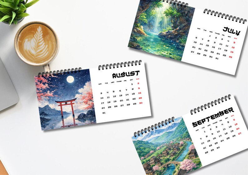 Digital Japanese Landscape Calendar 2026 - Minimalist Nature Desktop ...