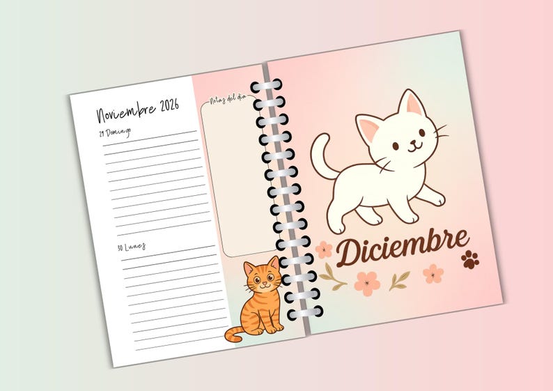 Digital Agenda Simple De Gatitos 2026 - CANVA - Imprimible - Descarga ...