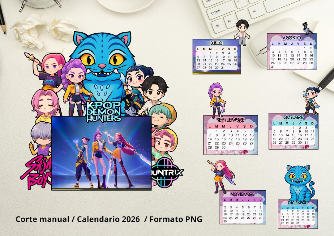 Mini Kpop Demon Hunters Calendar 2026 Printable for Desktop Spanish ...