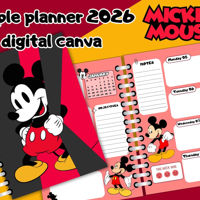 2026 Mickey Mouse Calendar - Etsy