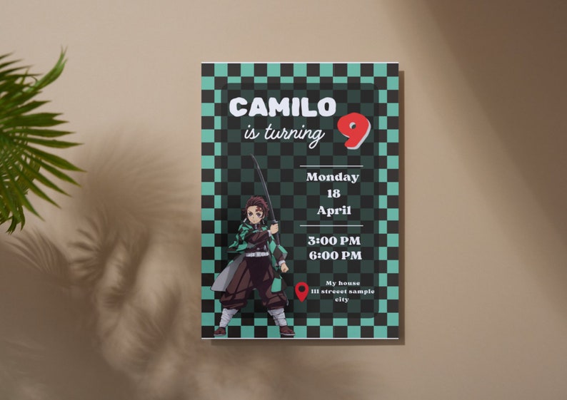 Invitación de cumpleaños de Kamado Tanjiro Kimetsu no yaiba / Demon ...