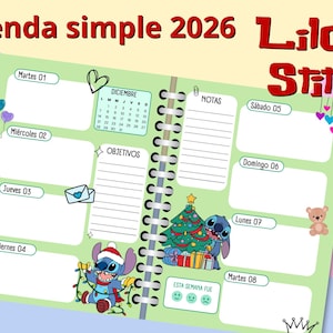Agenda 2026 simple de Lilo y Stitch - editable en canva - diary ...