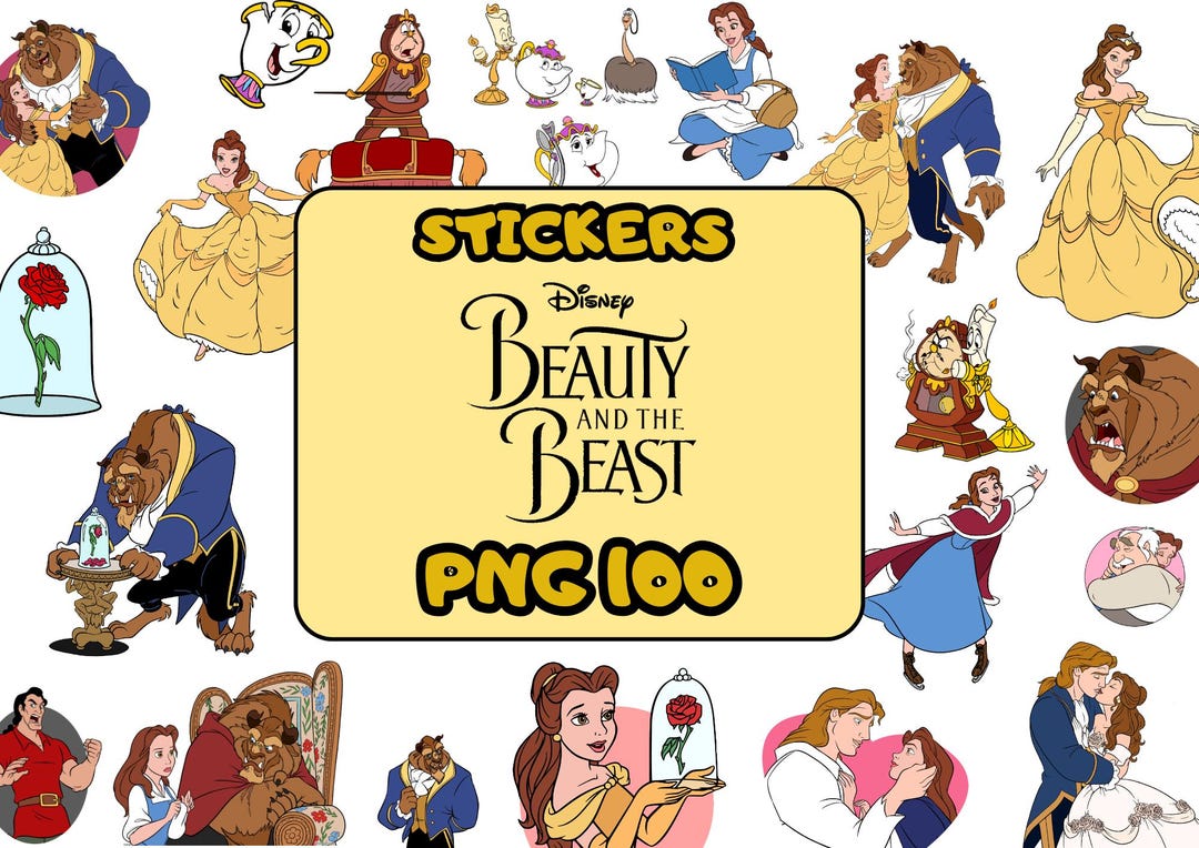Beauty and the Beast Stickers - PNG Format - Belle - Beast - Movie ...