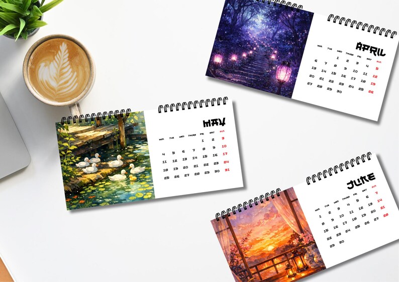 Digital Japanese Landscape Calendar 2026 - Minimalist Nature Desktop ...