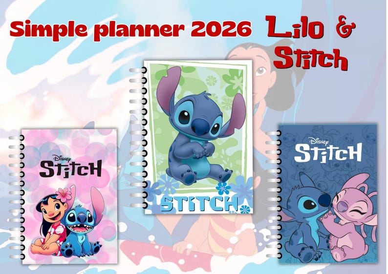 Digital Simple Planner 2026 Lilo & Stitch - Editable in Canva - Agenda ...