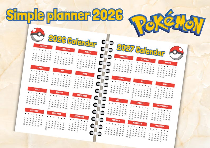 Simple Planner 2026 Pokemon - English - Anime- Editable Canva - Diary ...