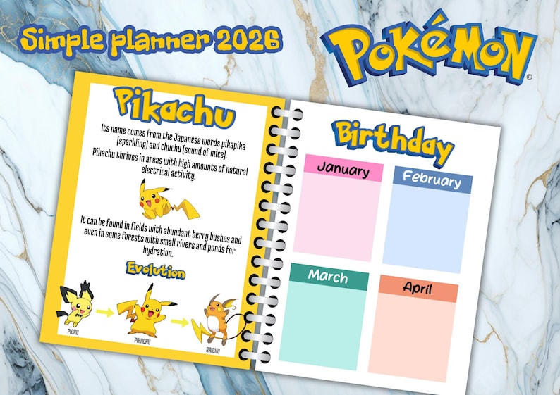 Digital Simple Planner 2026 Pokemon - Editable Canva - English Version ...