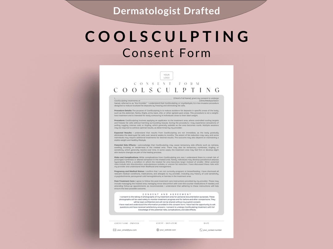 Coolsculpting Treatment Consent Form, Editable Cryolipolysis Body Fat ...