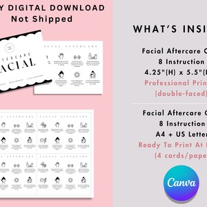 Editable Facial Aftercare Card, Esthetician Canva Template Form, Medspa Client After Care Guide ...