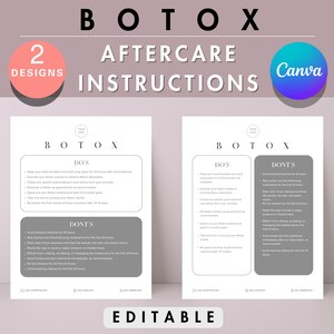 Editable Botox Aftercare Instructions Template Form, Medspa Injectable ...