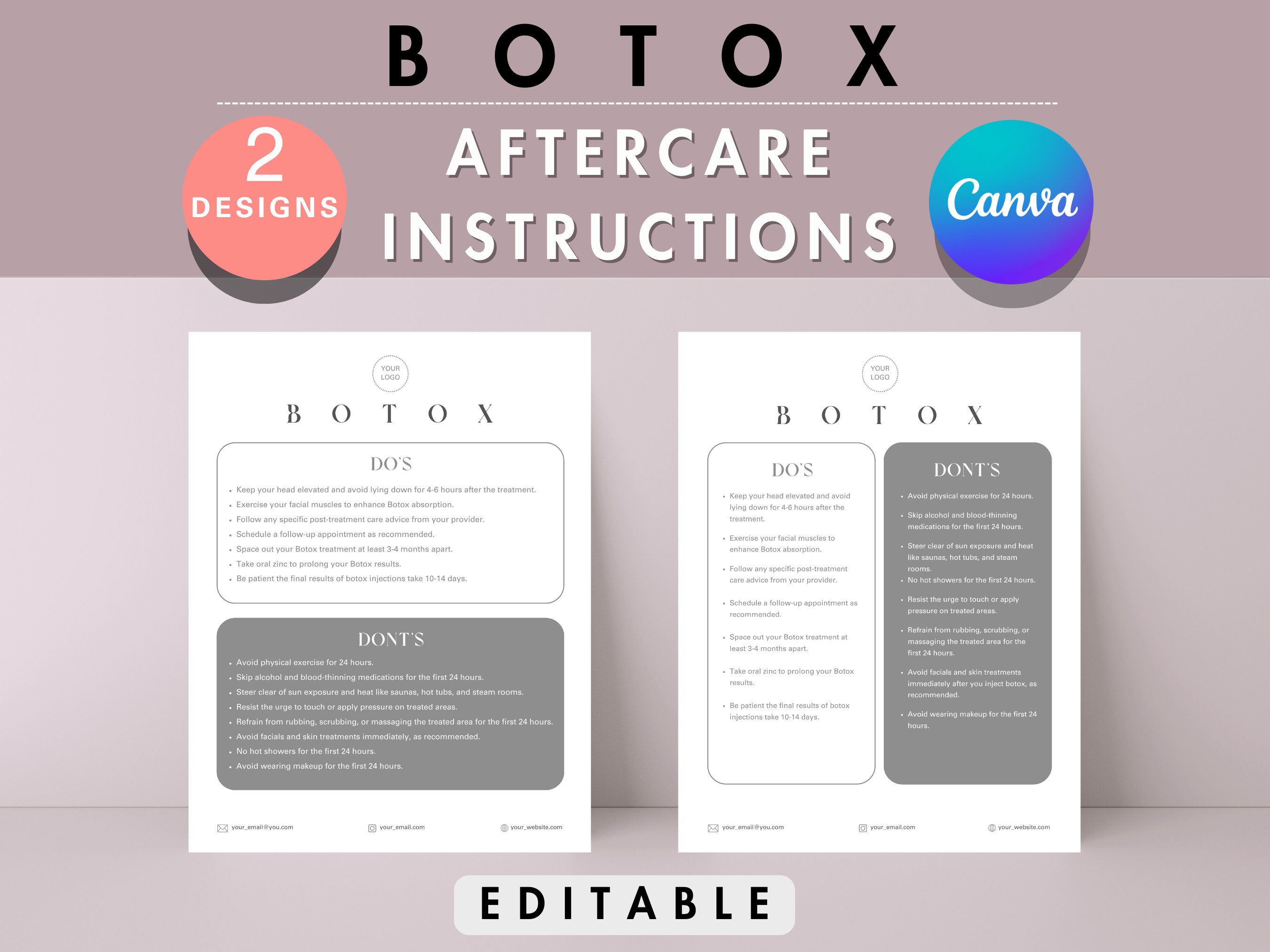 Editable Botox Aftercare Instructions Template Form Medspa After Care ...