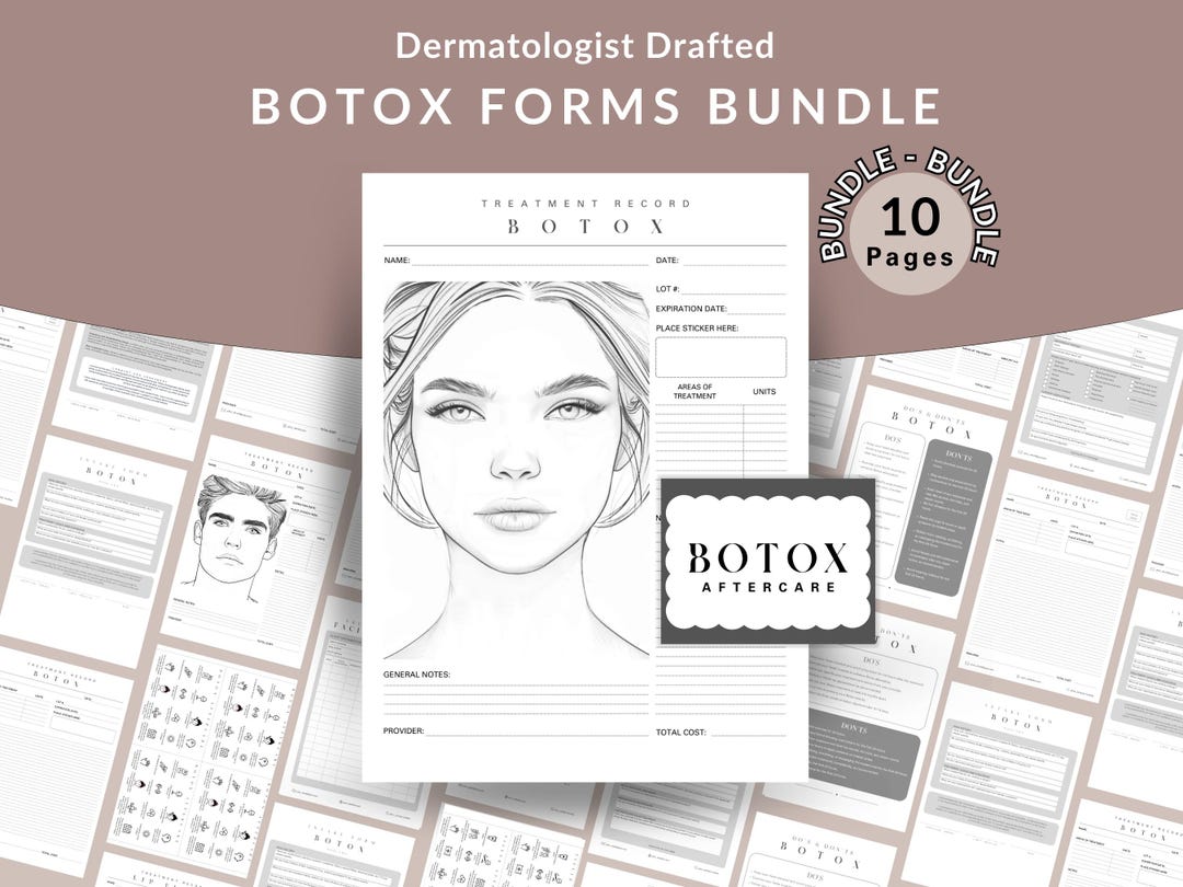 Botox Template Form Bundle, Aesthetic Consent & Intake Form With Face ...