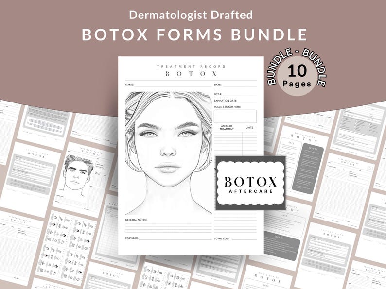 Botox Template Form Bundle, Aesthetic Consent & Intake Form With Face ...