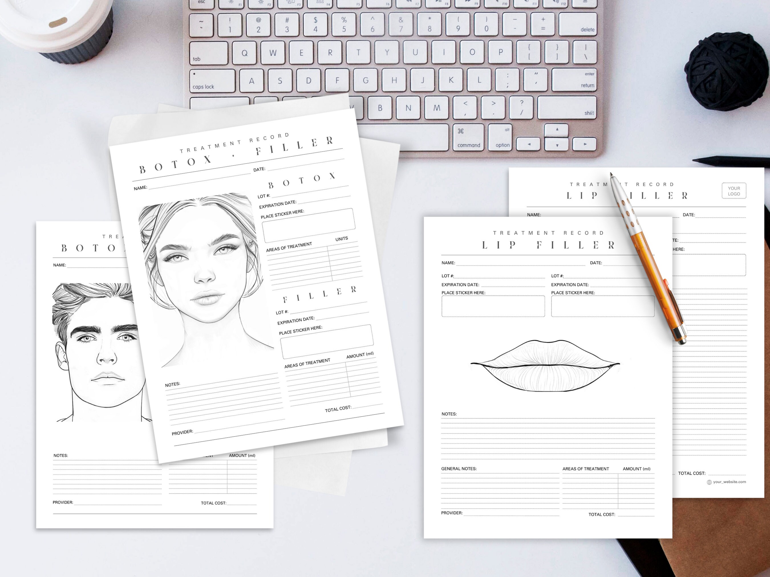 Botox and Filler Treatment Record Form, Nurse Injector Lip Injection ...